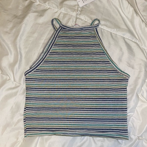 SUPRE | Tops | New Supre Metallic Stripe Cutaway Cropped Tank Top ...